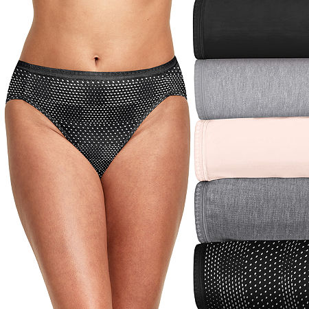 Hanes Womens 6-Pk. Ultimate Breathable High-Cut Underwear 43H6CC - Darks