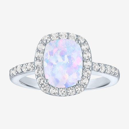 Click here for Womens Lab Created Gemstone Sterling Silver Halo C... prices