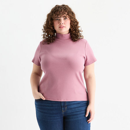 Click here for a.n.a Womens Mock Neck Short Sleeve Plus T-Shirt... prices