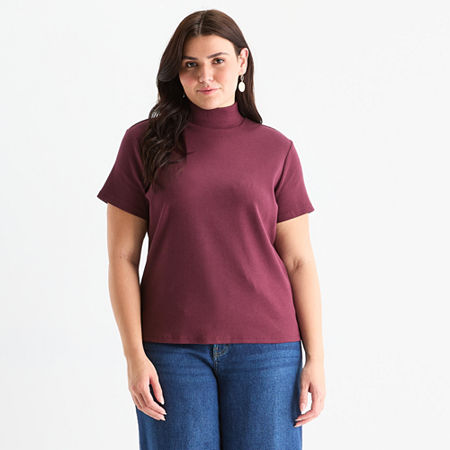 Click here for a.n.a Womens Plus Mock Neck Short Sleeve T-Shirt... prices