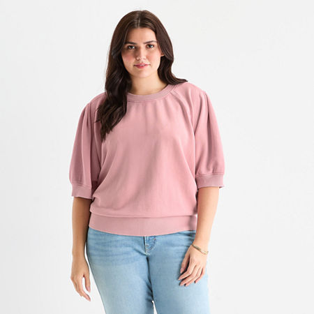 Click here for a.n.a Womens Plus Crew Neck Elbow Sleeve Sweatshir... prices