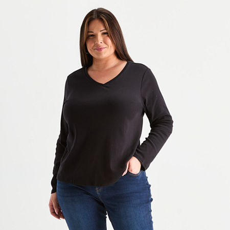 Click here for Liz Claiborne Womens V Neck Long Sleeve Plus T-Shi... prices