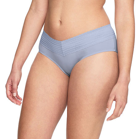 Warners No Pinching  No Problems Dig-Free Comfort Waist with Lace Microfiber Hipster 5609J - Frost