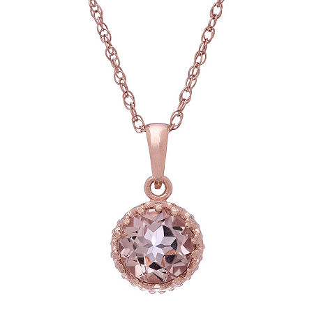 Click here for Simulated Morganite 14K Gold Over Silver Pendant N... prices