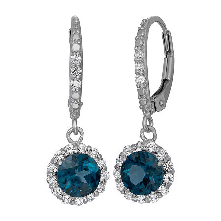 Click here for Womens Genuine Blue Topaz Sterling Silver Drop Ear... prices