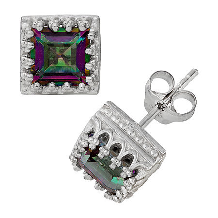 Click here for Genuine Mystic Fire Topaz Sterling Silver 8mm Stud... prices