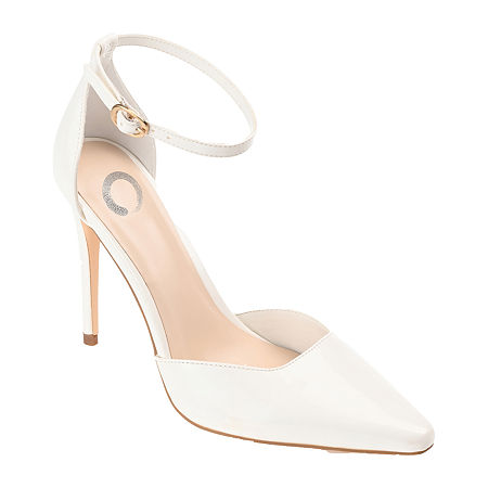 Journee Collection Womens Miriem Ankle Strap Stiletto Pumps - Off White