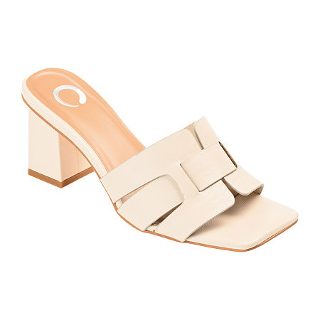 Journee Collection Womens Renatta Woven Block Heel Dress Sandals - Off White