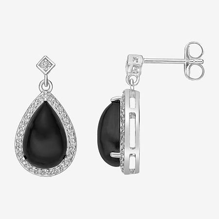 Click here for Womens Genuine Black Onyx Sterling Silver Drop Ear... prices