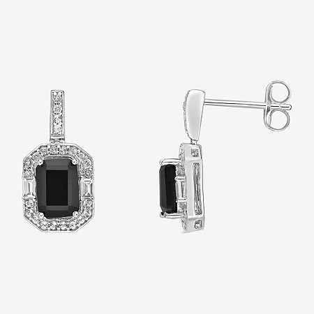 Click here for Womens Genuine Black Onyx Sterling Silver Drop Ear... prices
