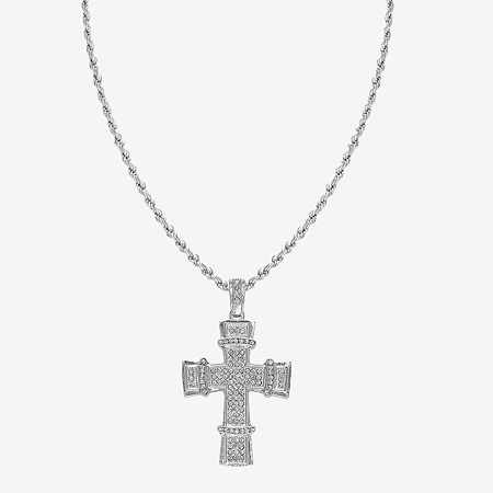 Click here for Mens Cubic Zirconia Stainless Steel Cross 26 Inch... prices