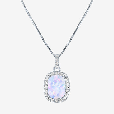 Click here for Womens Lab Created Gemstone Sterling Silver Halo P... prices