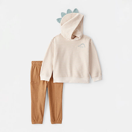 Toddler Boy Carters(R) Stegosaurus Stripe Hoodie & Pants Set