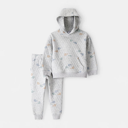 Carters Toddler Boys 2-Pc. Helicopter Quilted Hoodie & Pants Set - Gray