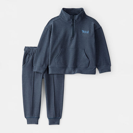 Toddler Boy Carters(R) Airplane 1/4 Zip Jacket & Jogger Set