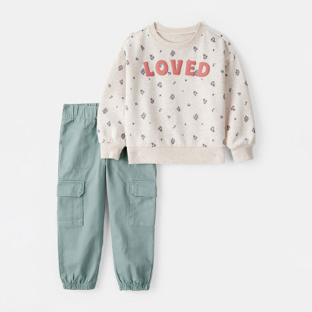 Toddler Girl Carters(R) Loved Sweatshirt & Cargo Joggers Set