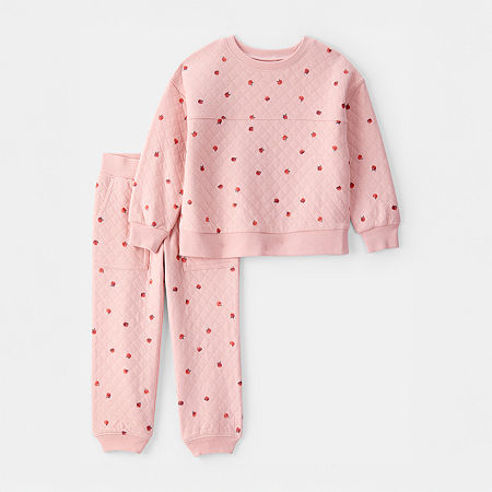 Toddler Girl Carters(R) Quilted Apple Sweatshirt & Pants Set