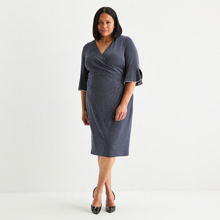 Click here for Brianna Milay Womens Plus 3/4 Sleeve Sheath Dress... prices