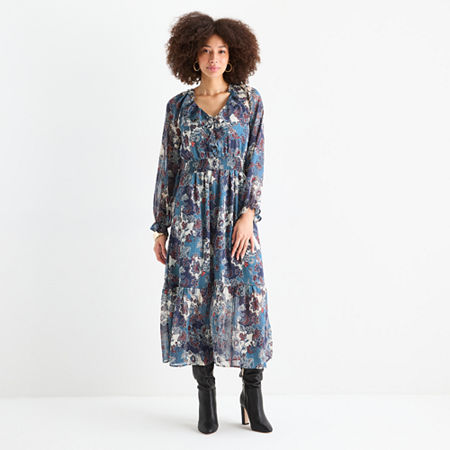 Click here for Frye and Co. Womens Floral Maxi Dress  Medium  Blu... prices