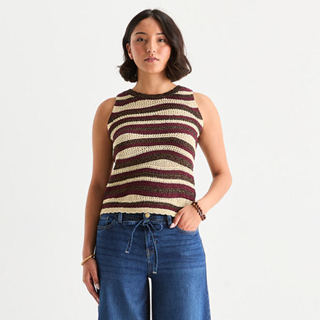 Click here for a.n.a Womens Crew Neck Striped Sweater Vest  Petit... prices