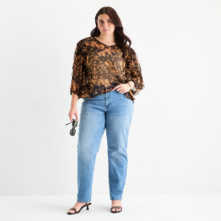 Click here for a.n.a Ruffle Womens V Neck Long Sleeve Plus Blouse... prices