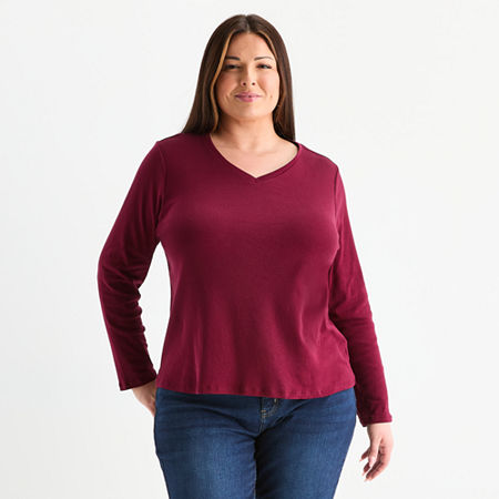 Click here for Liz Claiborne Womens V Neck Long Sleeve Plus T-Shi... prices