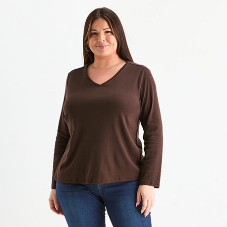 Click here for Liz Claiborne Womens V Neck Long Sleeve Plus T-Shi... prices