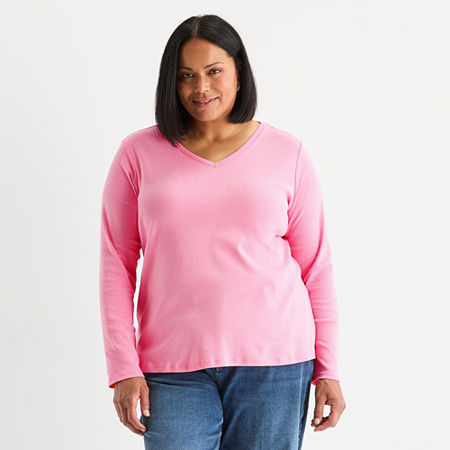 Click here for Liz Claiborne Womens V Neck Long Sleeve Plus T-Shi... prices