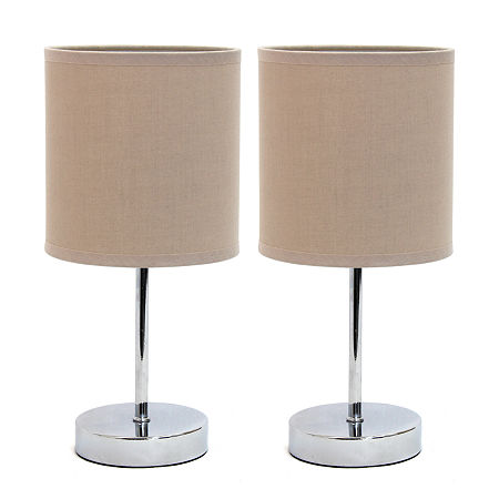 Simple Designs Chrome Mini Basic Table Lamp w/Shade - Set of 2