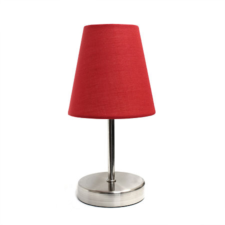 Simple Designs Sand Nickel Mini Basic Table Lamp w/Fabric Shade