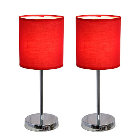 Simple Designs Chrome Mini Basic Table Lamp w/Shade - Set of 2