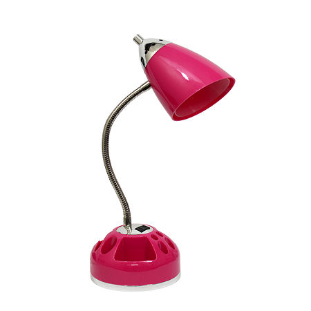 Limelights Flossy Organizer Desk Lamp with Charging Outlet Lazy Susan Base - Pink