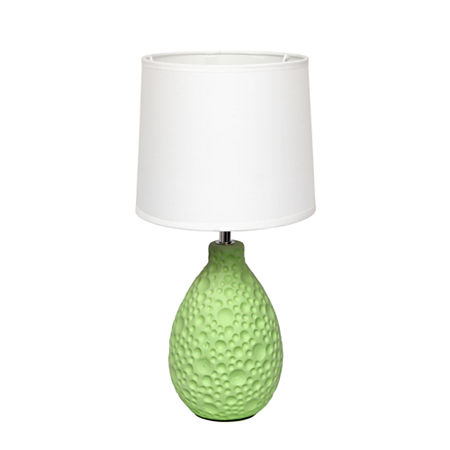 Simple Designs Textured Stucco Ceramic Oval Table Lamp - Green