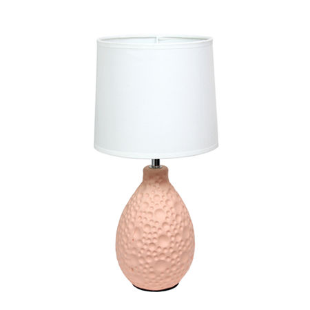 Simple Designs Textured Stucco Ceramic Oval Table Lamp - Pink