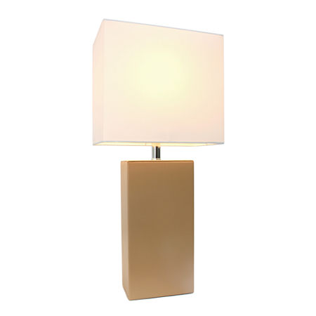 Click here for Elegant Designs Modern Leather Table Lamp with Whi... prices