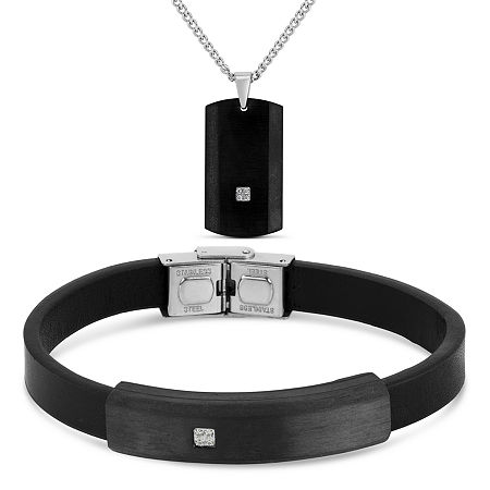 Click here for Mens 1/4 CT. T.W. Cubic Zirconia Stainless Steel 2... prices