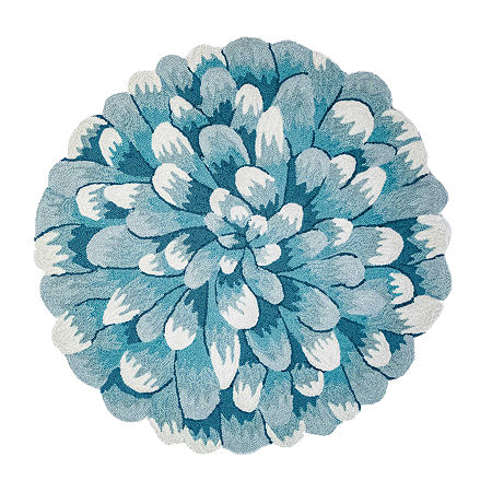 Click here for Liora Manne Frontporch Mum 3 x 3 Round Rug - Aqua prices