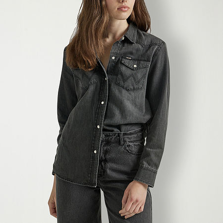 Click here for Wrangler Boyfriend Denim Womens Western Shirt  X-l... prices