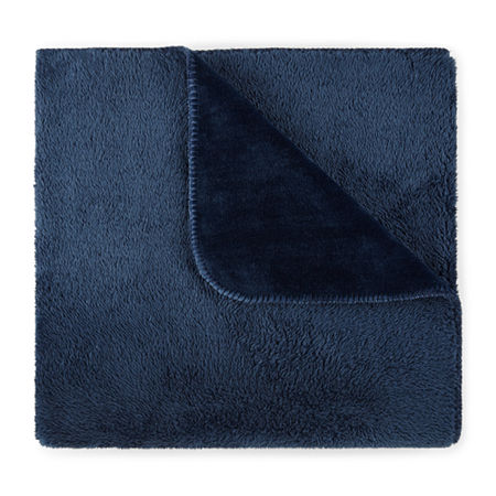 Click here for Linden Street Solid Plush Throw  One Size  Blue prices