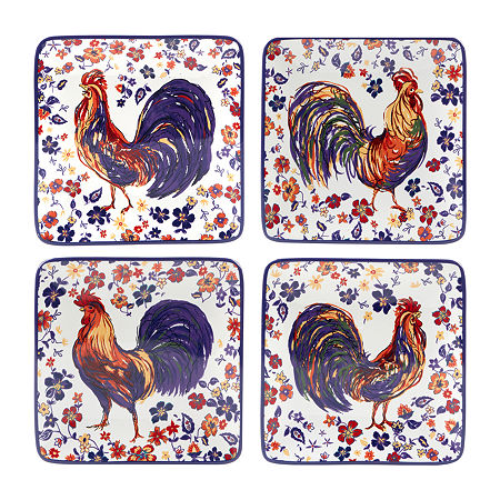 Certified International Morning Rooster Set of 4 Canape Plates - Miscellaneous