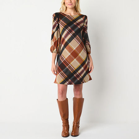 Click here for Jessica Howard Womens 3/4 Sleeve Plaid Shift Dress... prices