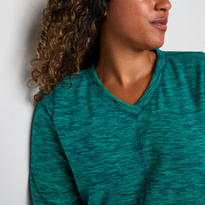 St. John's Bay Polar Fleece Womens V Neck Long Sleeve Sweatshirt, Color ...