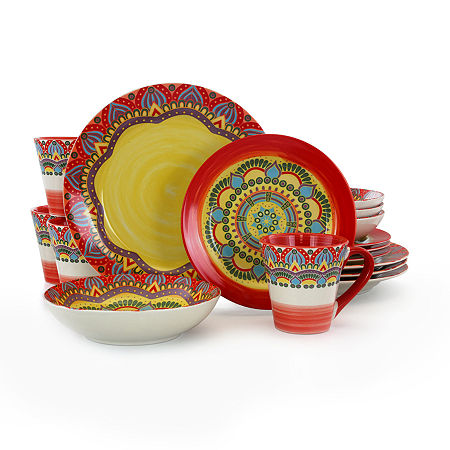 Click here for Elama Zen Red Mozaik 16-pc. Stoneware Dinnerware S... prices