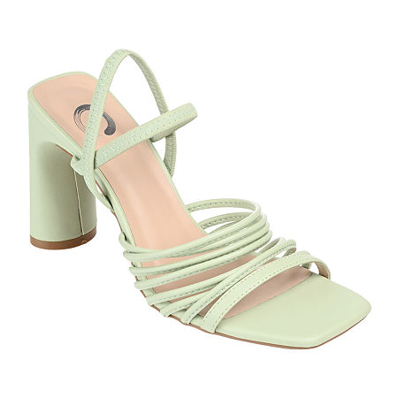 Journee Collection Womens Hera Strappy Block Heel Dress Sandals - Sage