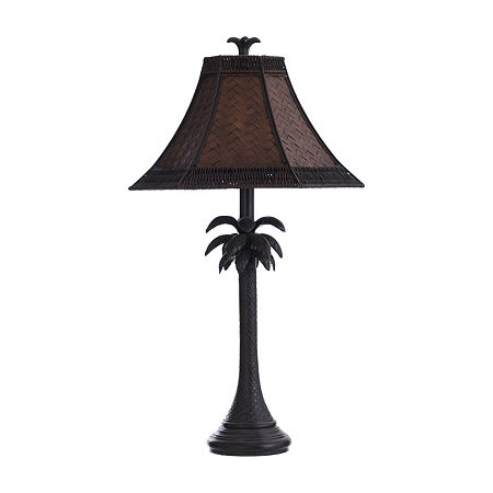 StyleCraft Home Collection 26 French Verdi Woven Rattan Shade Table Lamp - Dark Brown