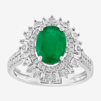 Effy Final Call Womens 5/8 CT. T.W. Genuine Green Emerald 14K White ...