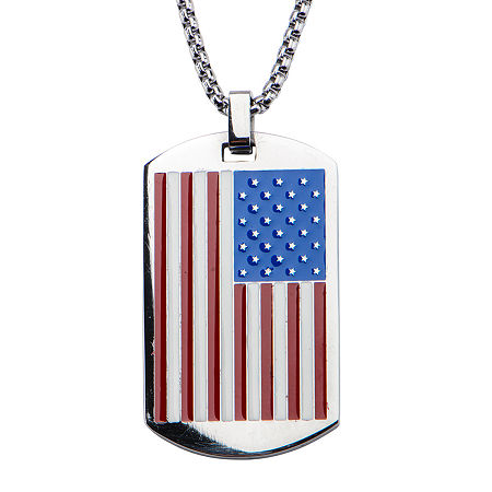 Click here for Inox Mens Stainless Steel American Flag Dog Tag Pe... prices