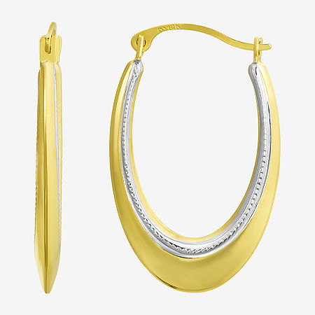 Click here for Womens 10K Two Tone Gold 14K Gold 25mm Hoop Earrin... prices