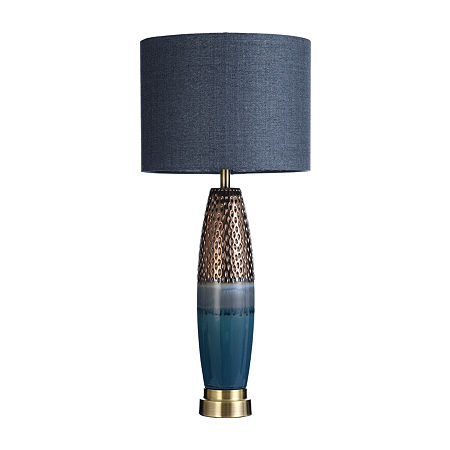 Click here for Stylecraft 16.5 W Blue & Copper Table Lamp  One Si... prices