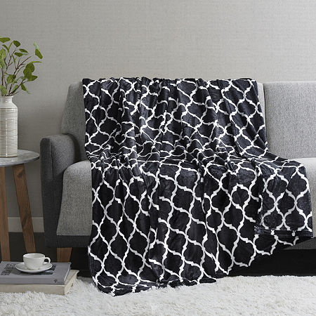 Click here for Madison Park Geometric Plush Throw  60 x 70 - Blac... prices